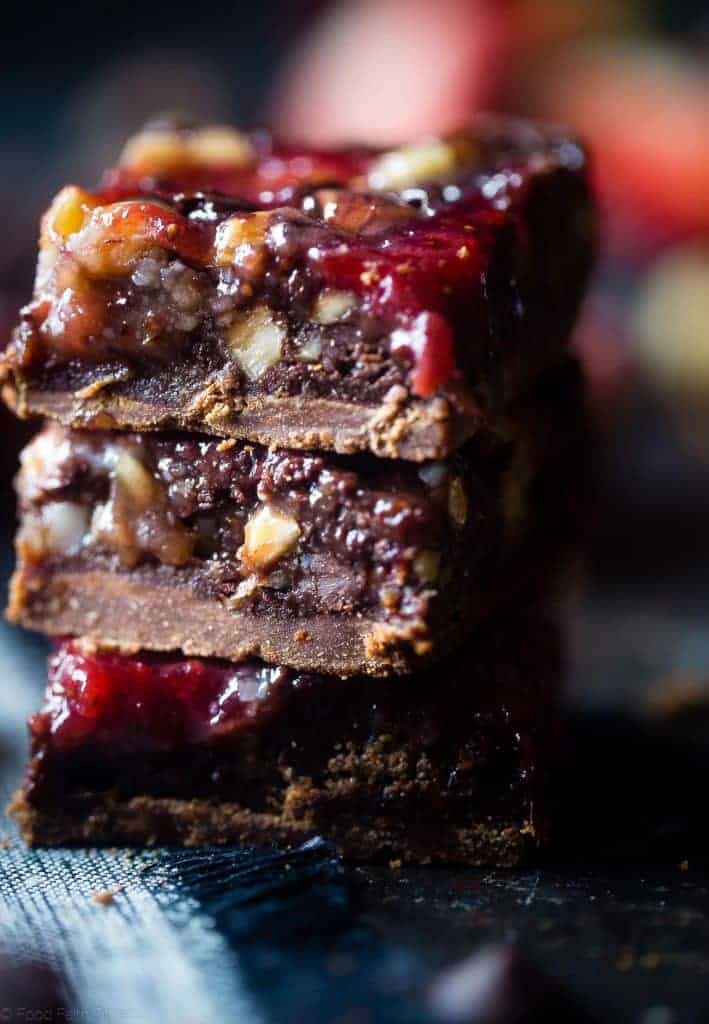 Chocolate Paleo Magic Cookie Bars with Strawberry | Food Faith Fitness