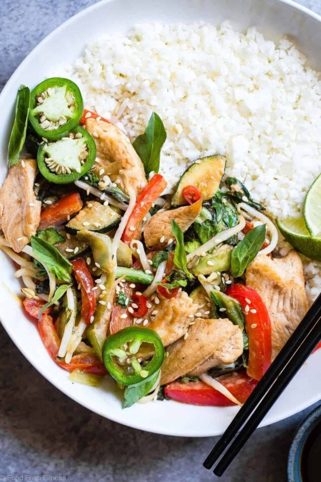 Spicy Thai Basil Chicken Stir Fry | Food Faith Fitness