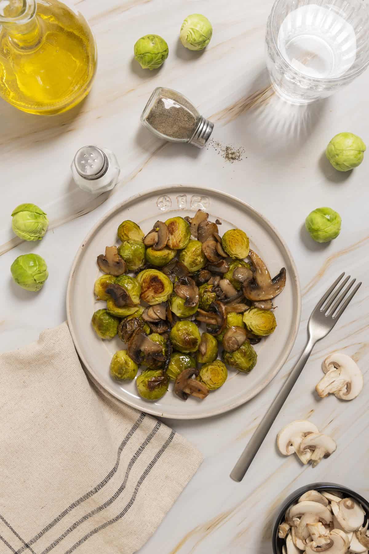 Roasted Brussels Sprouts with Mushrooms - Food Faith Fitness