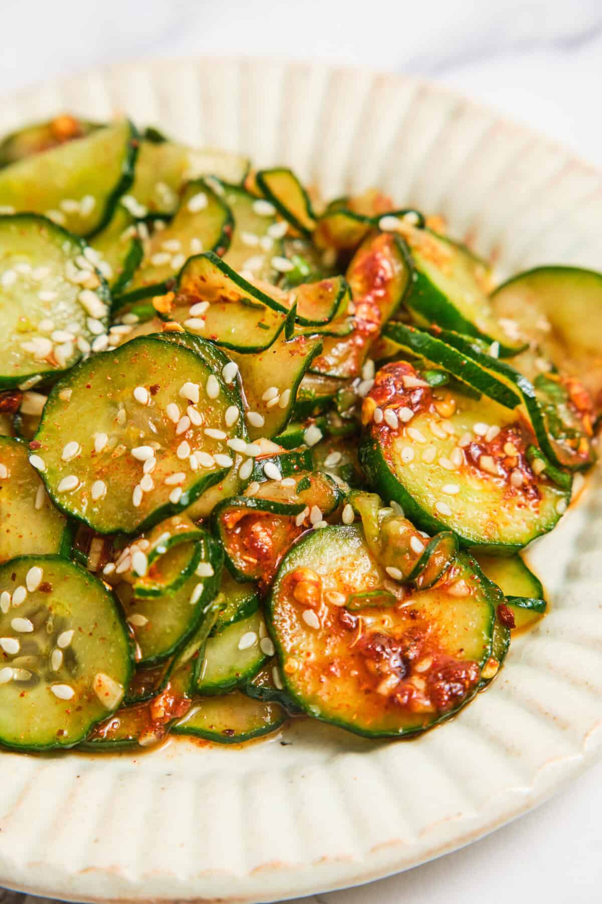 Korean Pickled Cucumbers (Oi Muchim) - Food Faith Fitness